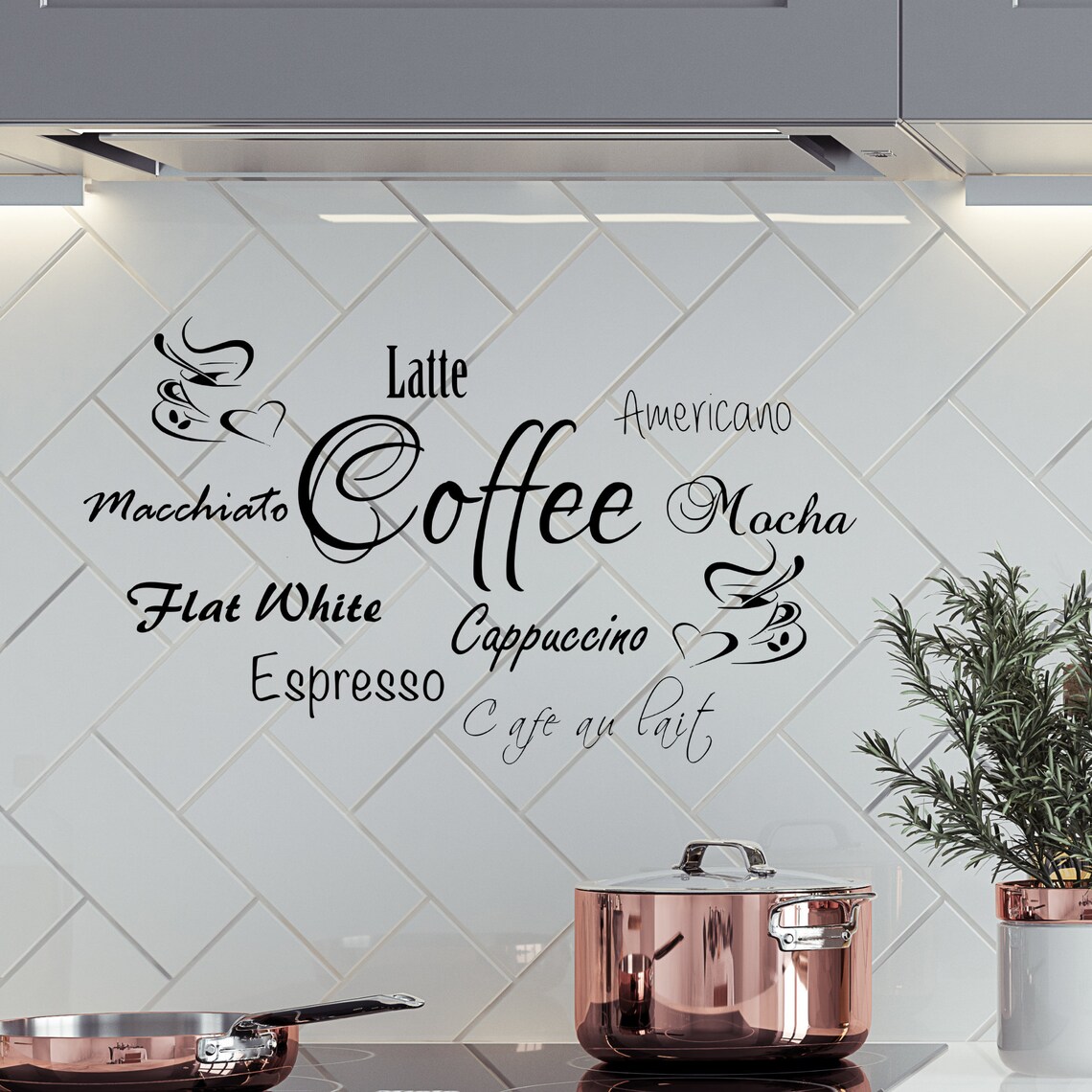 Coffee Word Cloud for Kitchen Cafe Wall Sticker Graphic - Etsy