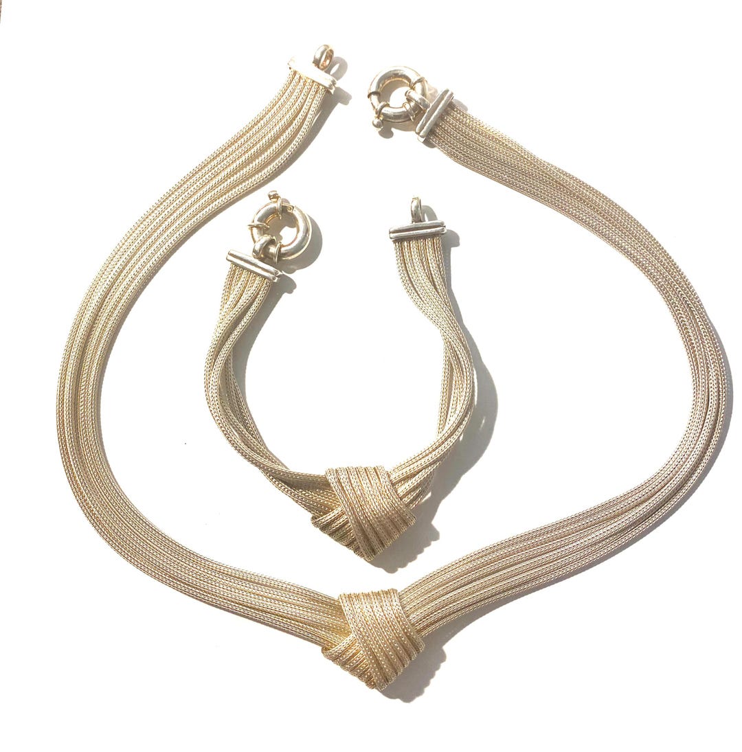 Vintage Stunning Sterling Silver Mesh Choker Necklace and Bracelet Set ...