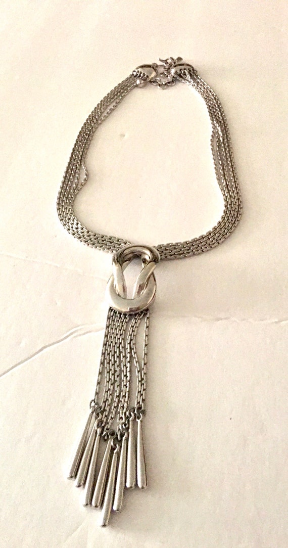 Monet Silver Tone multi Chains Necklace - Gem