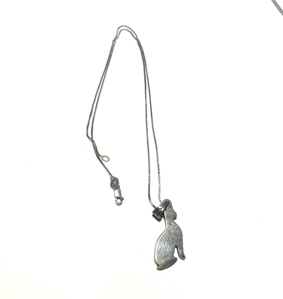 Vintage Egyptian Cat, Sterling Silver Cat Necklace - Gem