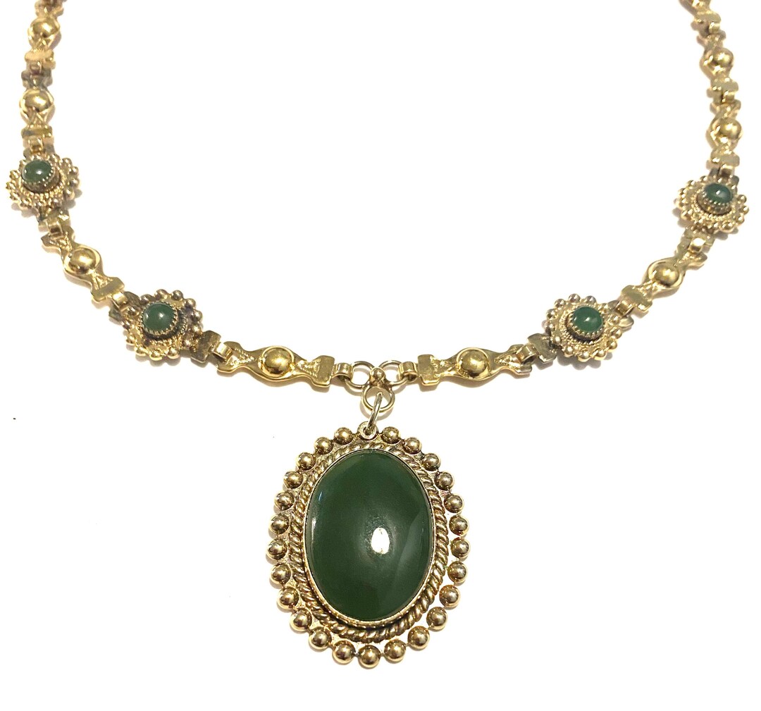 Fred Harvey Era JADE Sterling Silver Necklace - Etsy