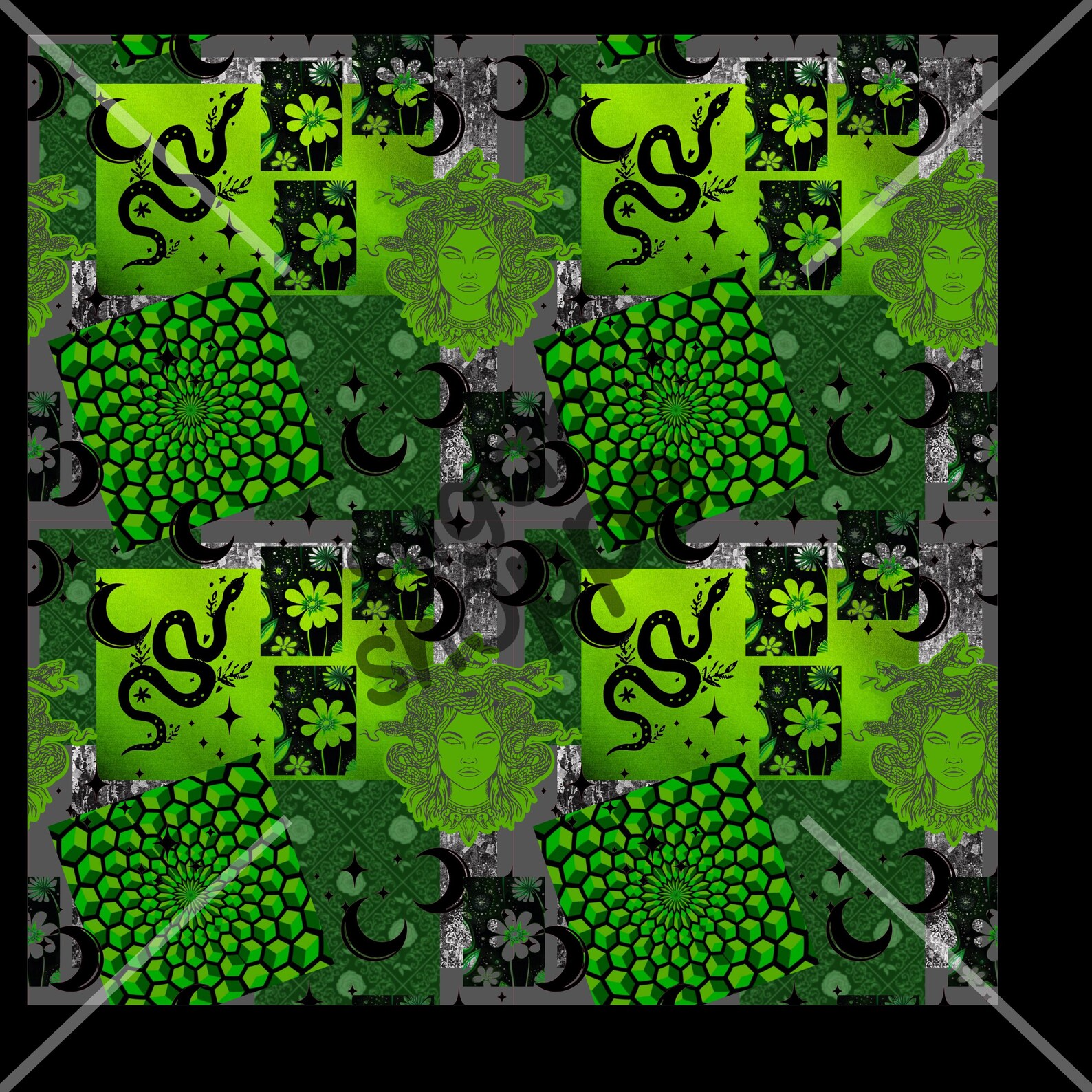 Medusa Seamless File Patchwork File Spooky Mythology - Etsy