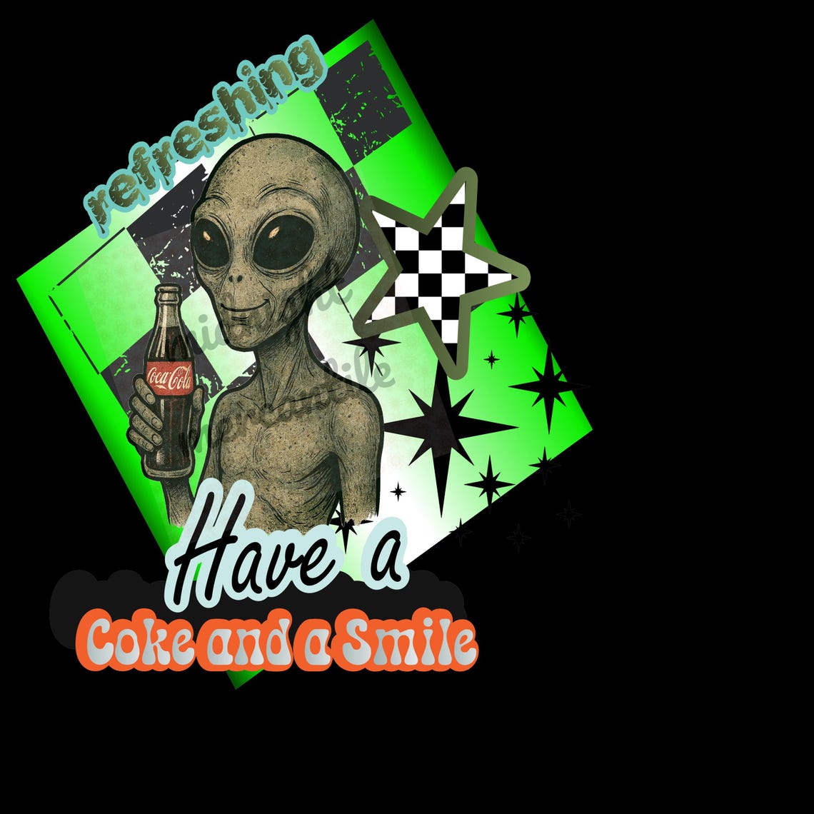 Alien Coke and a Smile PNG Shirt Graphic Journal Digital Art Alt Punk ...