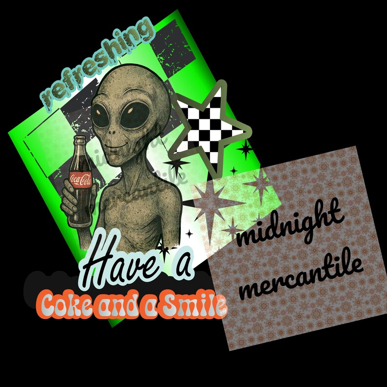 Alien Coke and a Smile PNG Shirt Graphic Journal Digital Art Alt Punk ...