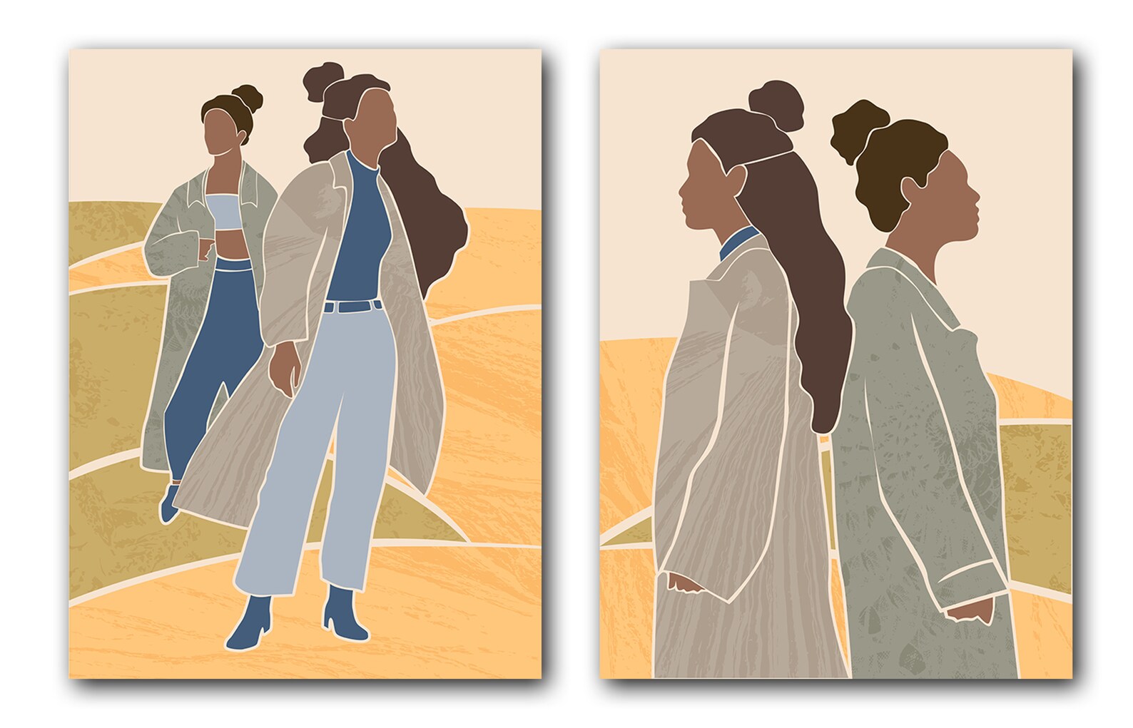 Abstract Fashion African Women Art Decor Abstract Mixed Race - Etsy