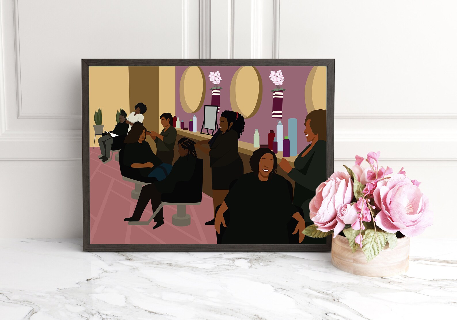 Beauty Salon Art Print, Hairdresser Vanity Decor, Minimalist Abstract ...