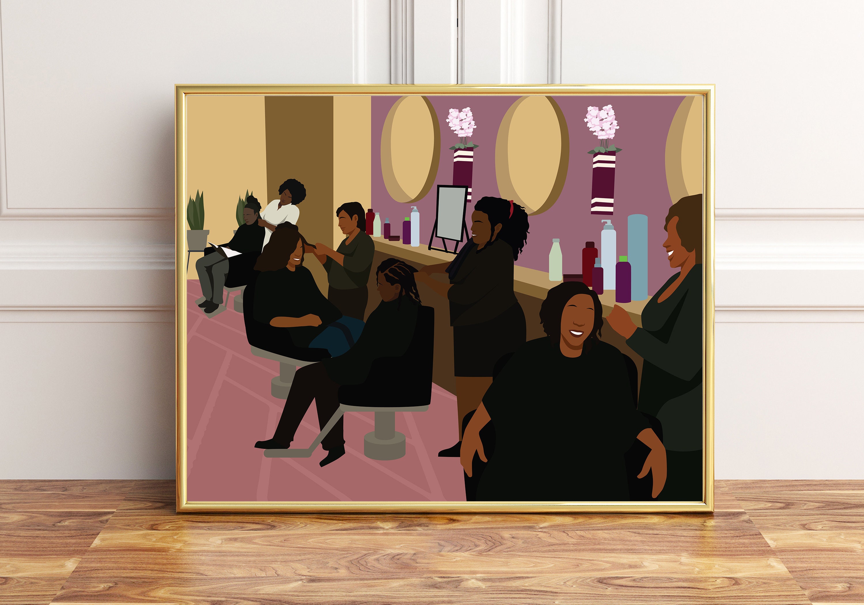 Beauty Salon Art Print, Hairdresser Vanity Decor, Minimalist Abstract ...