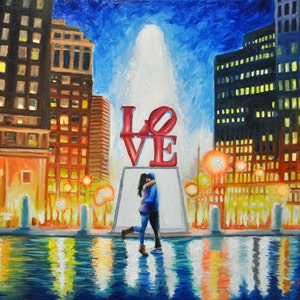 LOVE Park Philadelphia Print Painting Poster - Etsy