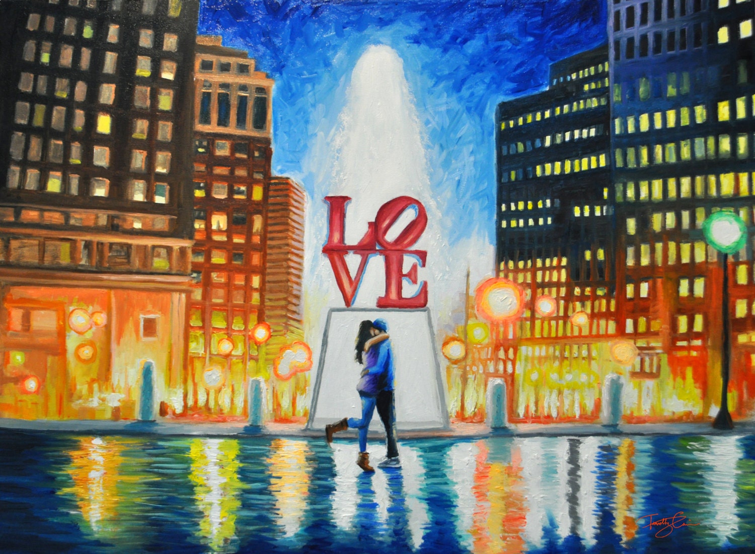 LOVE Park Philadelphia Print Painting Poster | Etsy