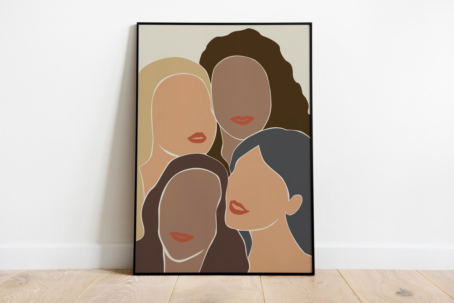 Mixed Race Women Art Decor Abstract Racial Unity Art Print | Etsy