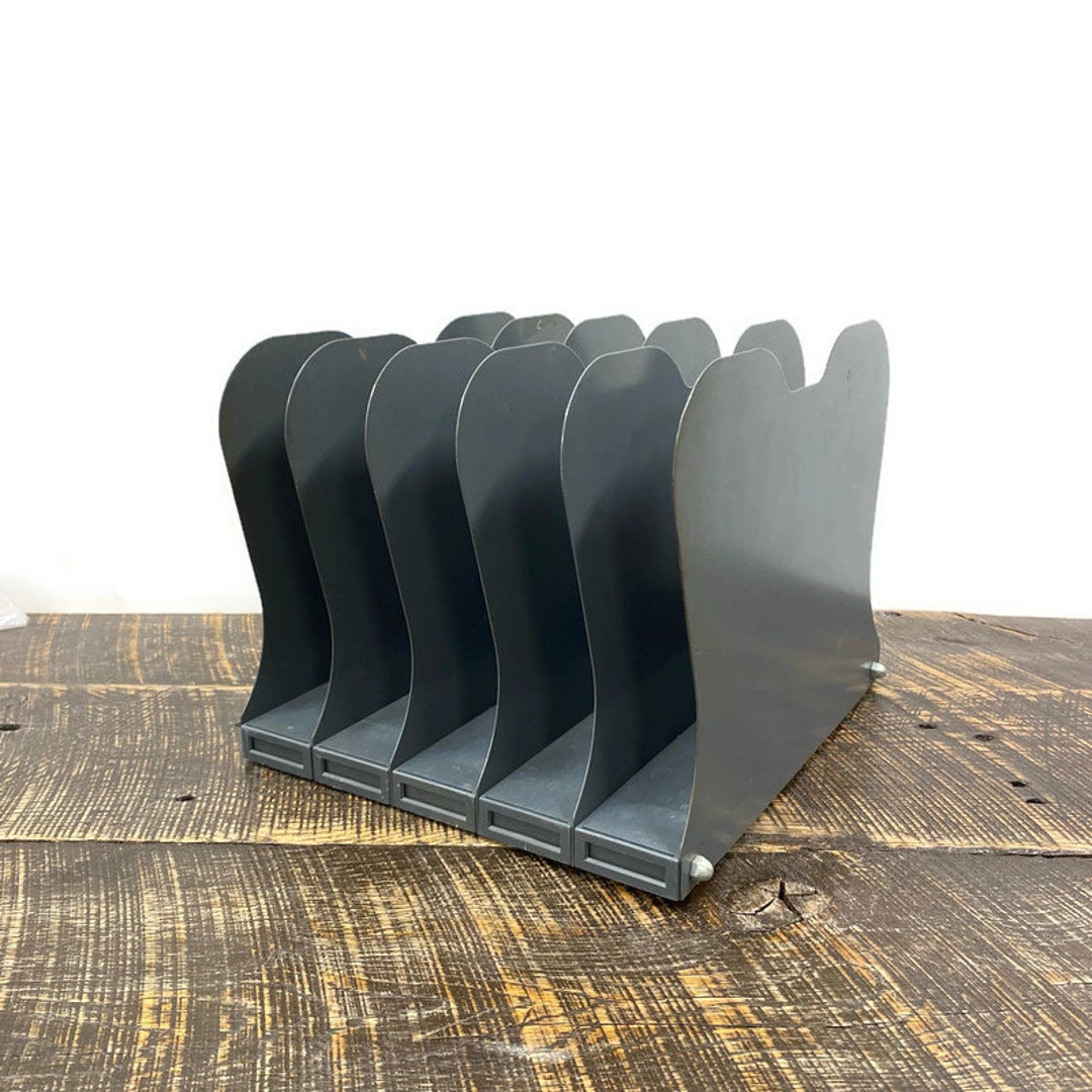 Industrial Art Steel Co. 5 Slot Horizontal File Holder, Dark Gray Metal ...