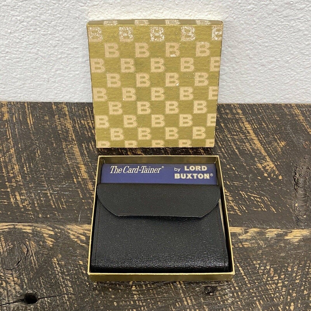 New Vintage Buxton Card-tainer Black Leather Card Holder Bifold Wallet ...
