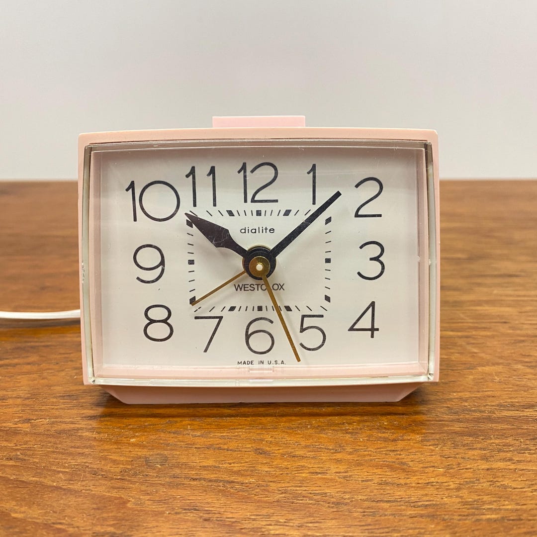 Vintage Pink Westclox Dialite Bold II Drowse Analog Electric Alarm ...