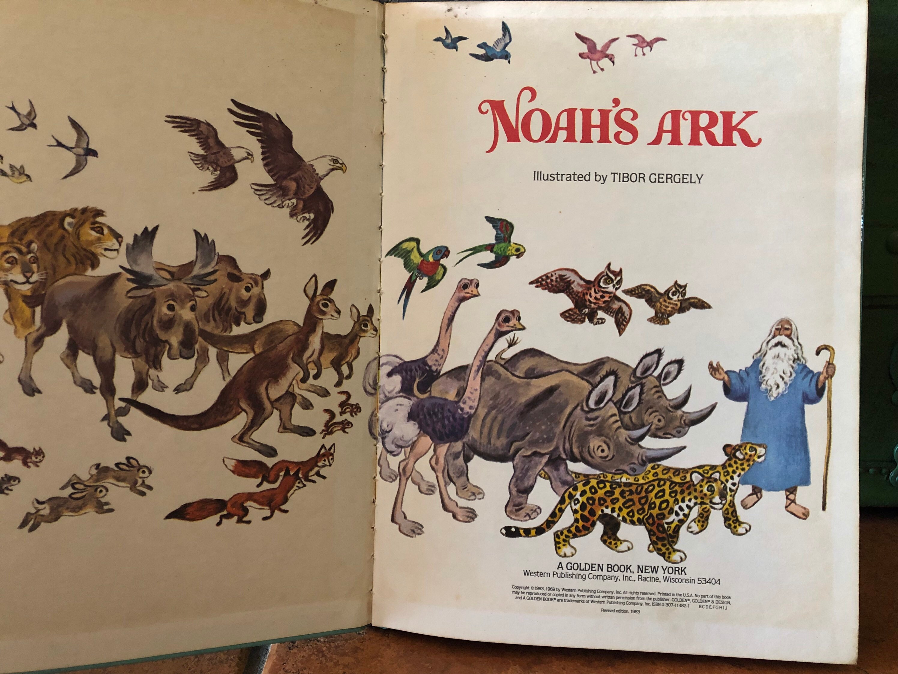 Vintage Noahs Ark Book Childrens Religious Book Hardcover Book A Golden ...