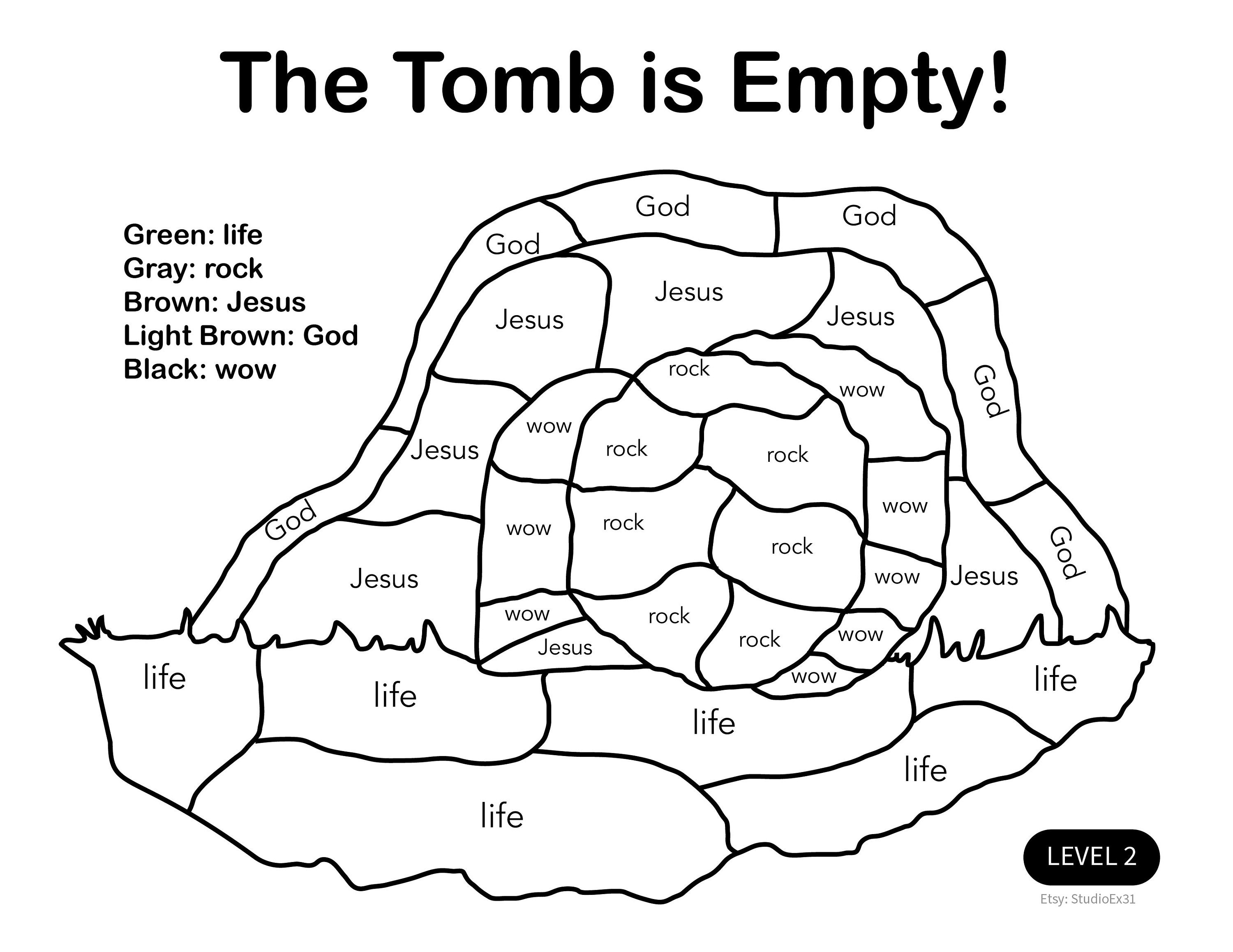 The Tomb is Empty - Color by Numbers, Letters, Words (3 Levels) Pdfs - Etsy