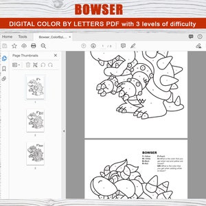 BOWSER Color by Letters DIGITAL - Etsy