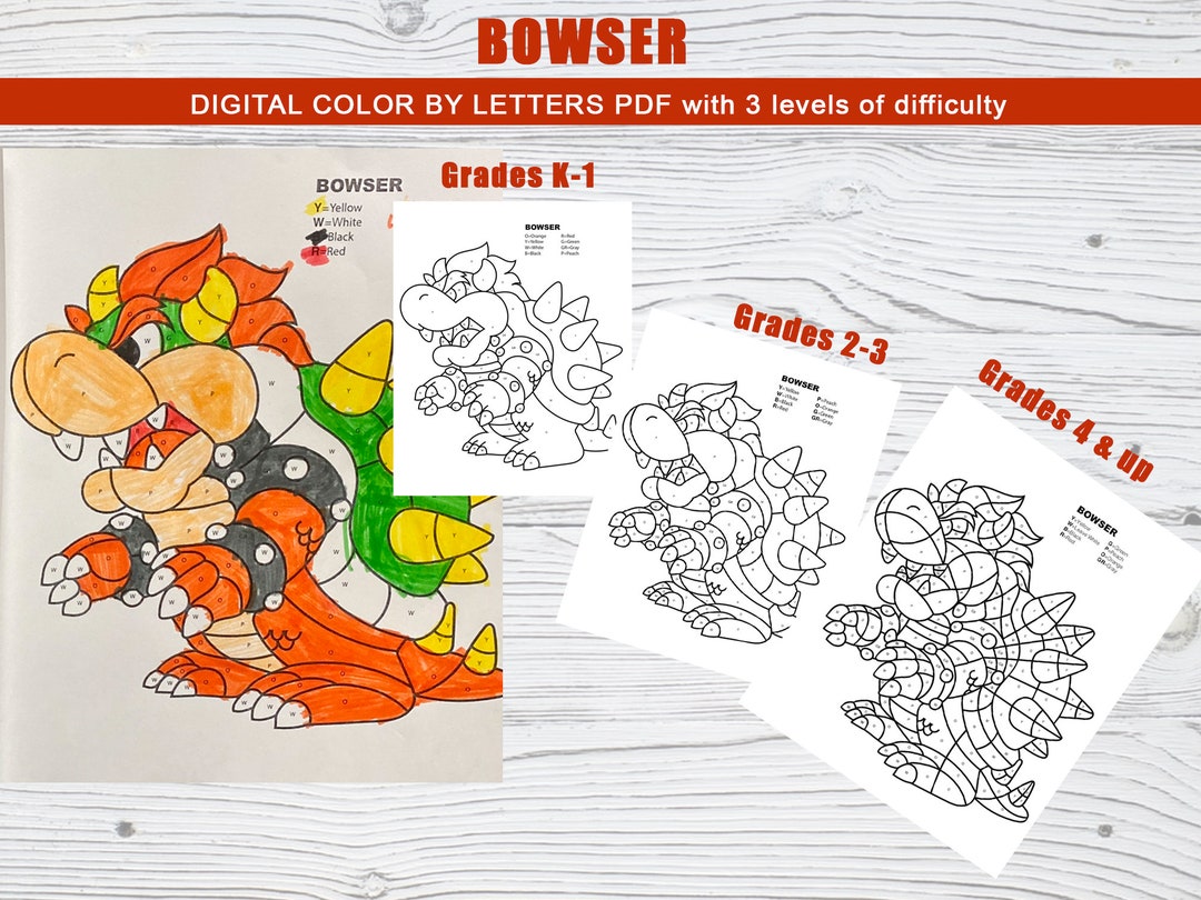 BOWSER Color by Letters DIGITAL - Etsy