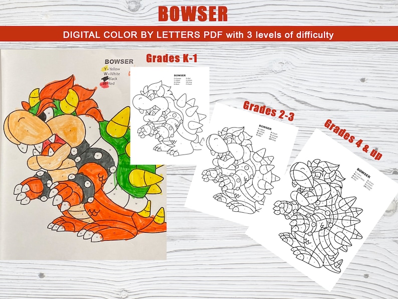 BOWSER Color by Letters DIGITAL - Etsy