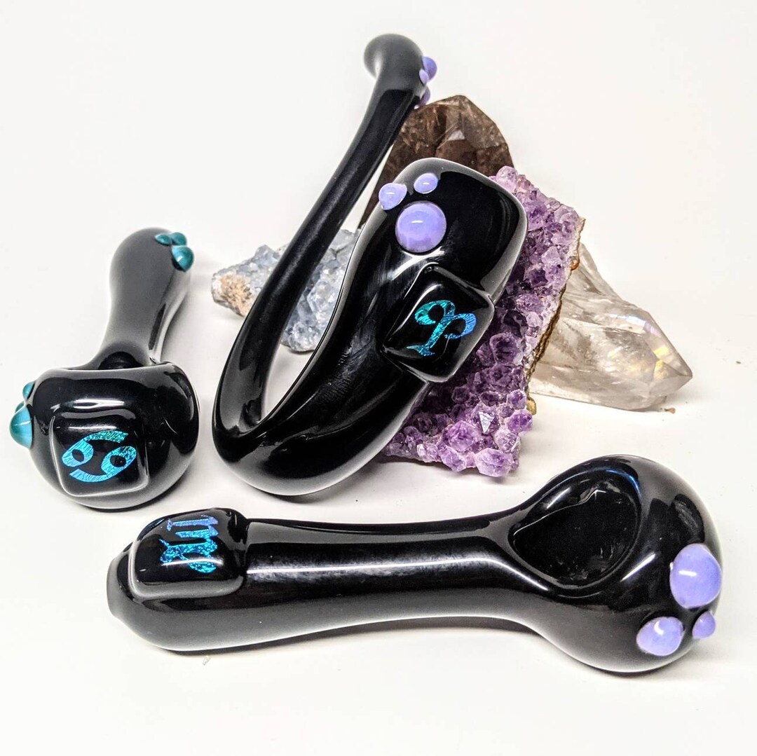 Custom Pipe, Astrology Glyphs, Zodiac Sign, Turquoise, Purple, Pretty ...