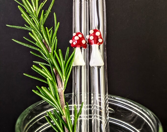 Double Mushroom GLASS STRAW Boba Straws Smoothie Straws Thin Straws ...