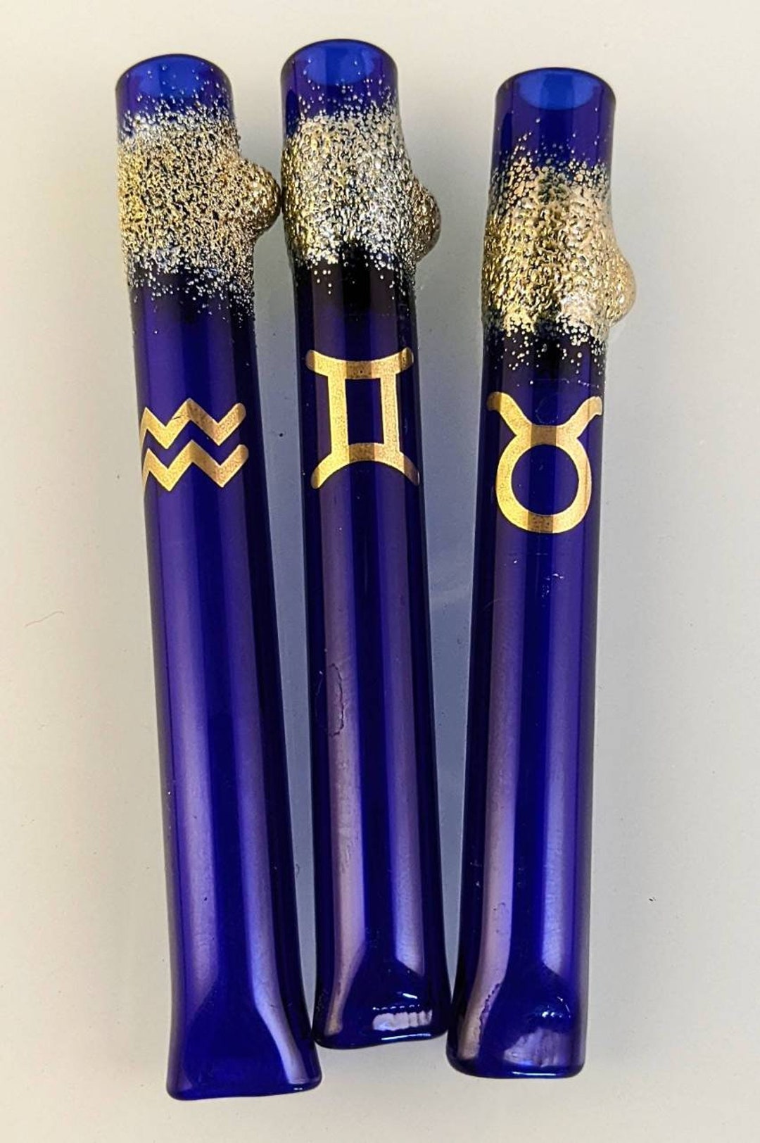Astrology Stardust Hitter, Blue and 23k Gold, Custom Glass - Etsy