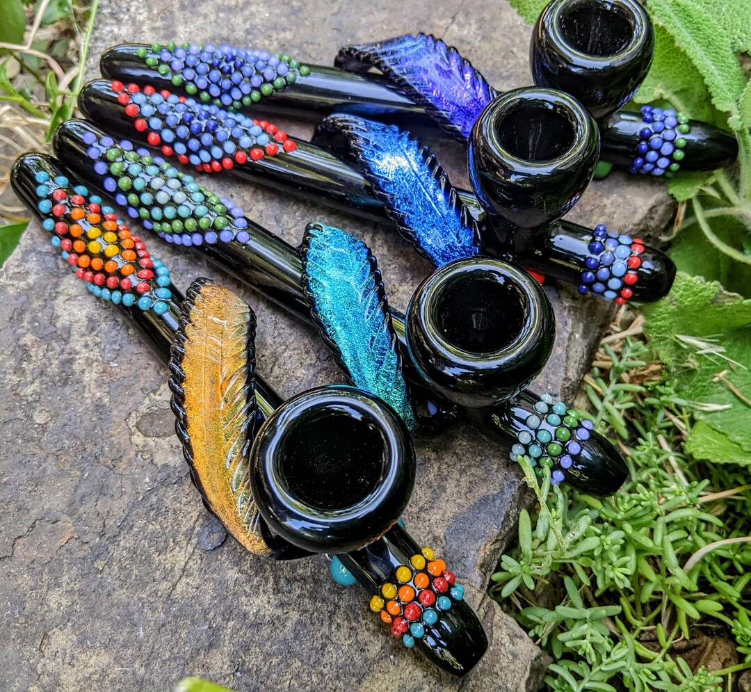 Ceremonial Glass Pipe With Dichroic Feather - Etsy