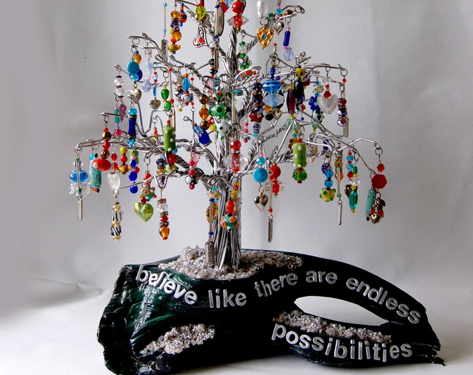 Folk Art Sculpture, Tree of Hope Sculpture, Jeweled Tree, Prize Winning ...