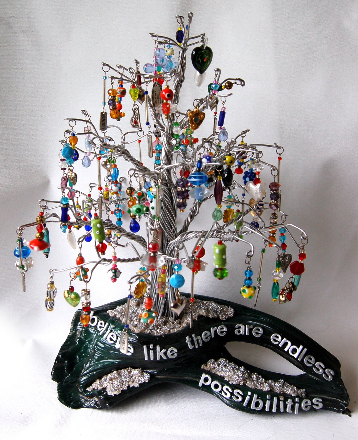 Folk Art Sculpture Tree of Hope Sculpture Jeweled Tree | Etsy