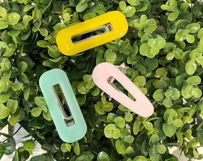 Build Your Own Matte Scallop Bar Clip Set/acrylic/acetate Pink Bar Hair ...