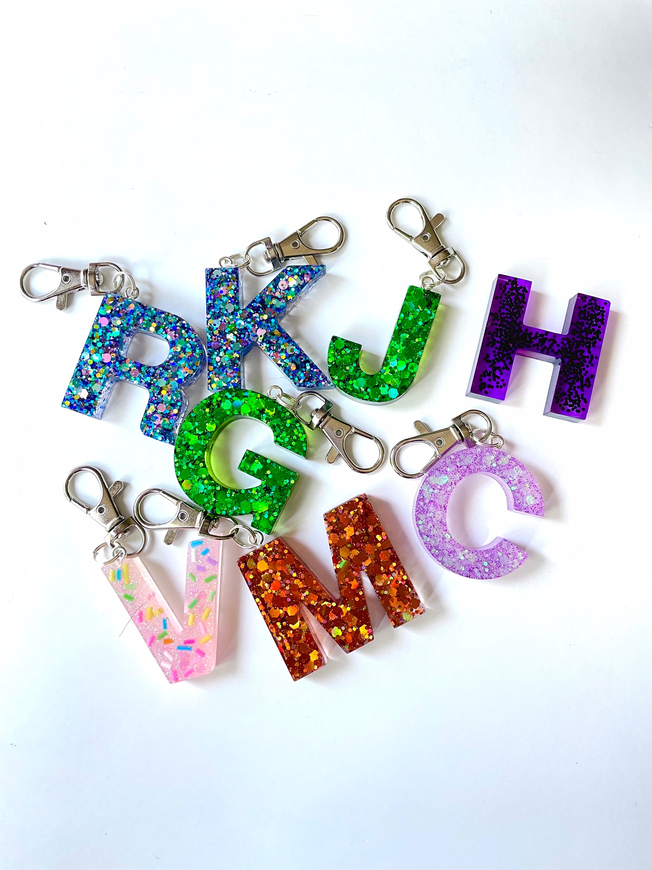 Resin Initial Keychain, Custom Initial Keychain, Personalized Keychain ...