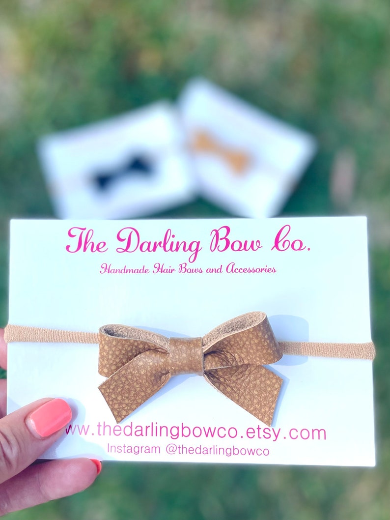 Neutral Leather Hair Bow Leather Hair Bow Leather Bow | Etsy