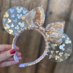 Resin Mouse Ears, Silver Gold Sequin Bow Headband, Disney Inspired - Etsy