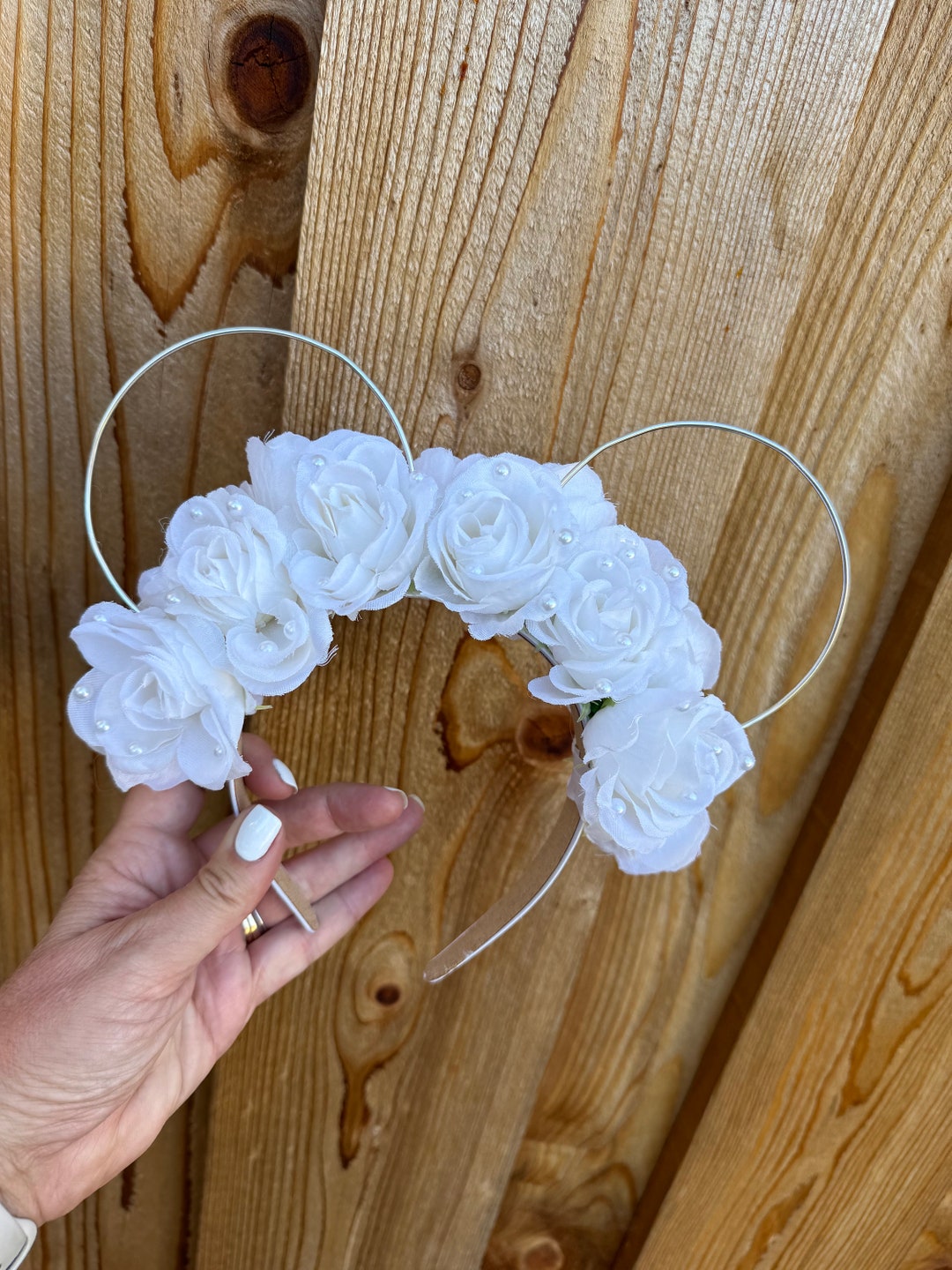 Bridal Minnie Ears, Wedding Disney Ears, White Floral Ears, Floral ...