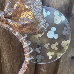 Resin Mouse Ears, Silver Gold Sequin Bow Headband, Disney Inspired - Etsy