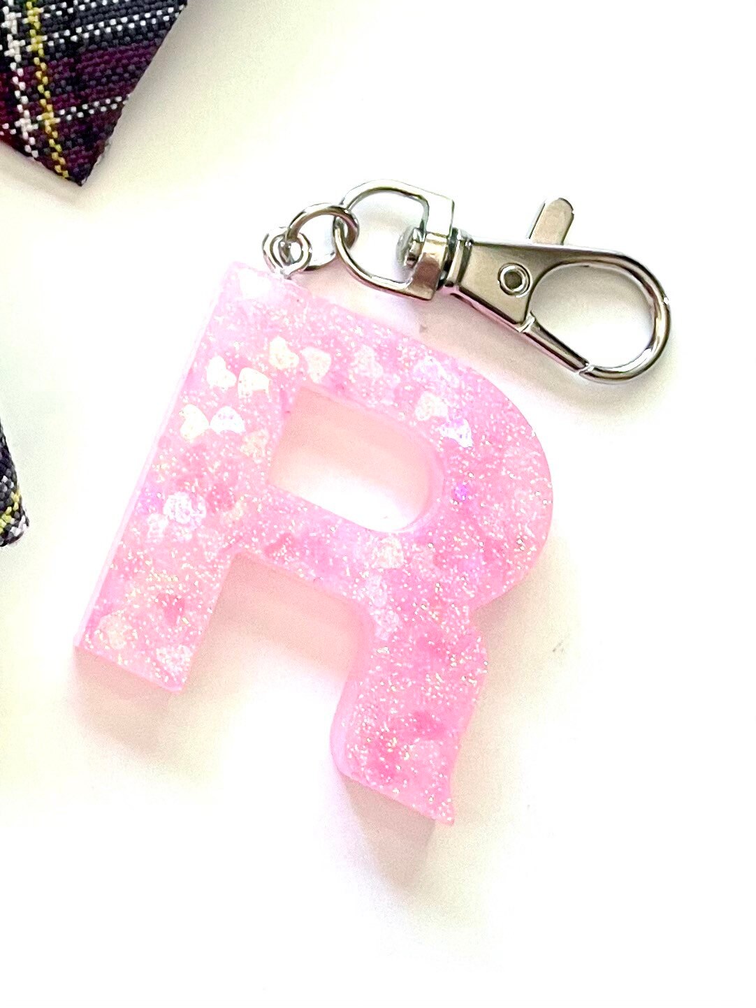 Resin Initial Keychain, Custom Initial Keychain, Personalized Keychain ...