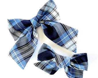 Hunter/classic Navy Plaid School Uniform Hair Bow - Etsy