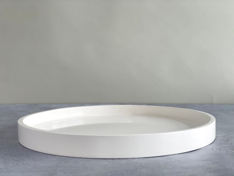 Round White Decorative Tray, White High Gloss Round Tray, Chloe Tray ...