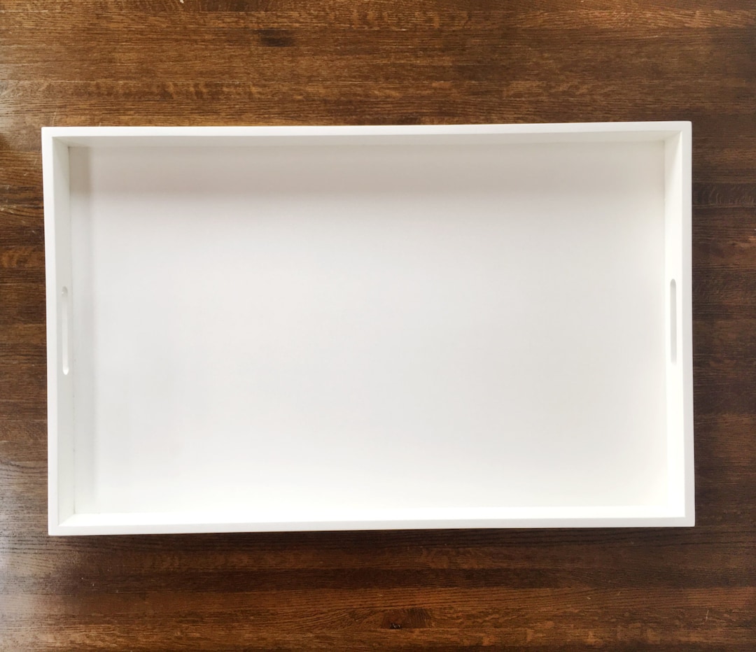 Large White Glossy Tray, White Home Decor, Serving Tray, Ottoman Tray ...