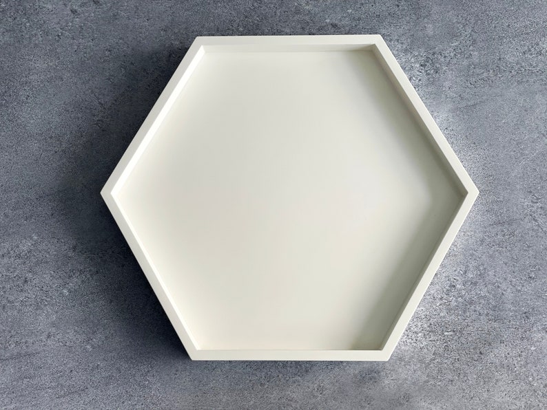 Hexagonal White Decorative Tray, Hexagonal Serving Tray, Hexagon Tray ...