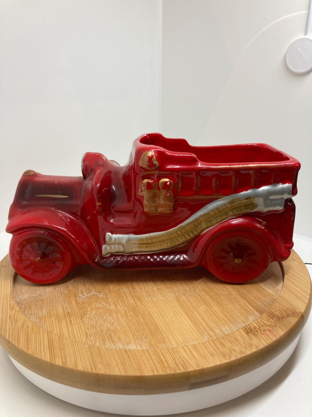 Vintage Ceramic Red Fire Truck Planter Vtg Gift for Firefighter, Man’s ...