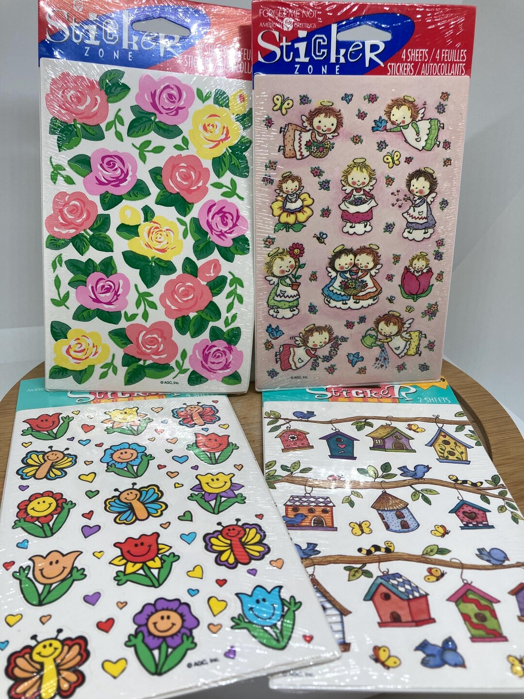 Vtg AGC Stickers Spring Garden Angels Roses Birdhouses Flowers Sticker ...