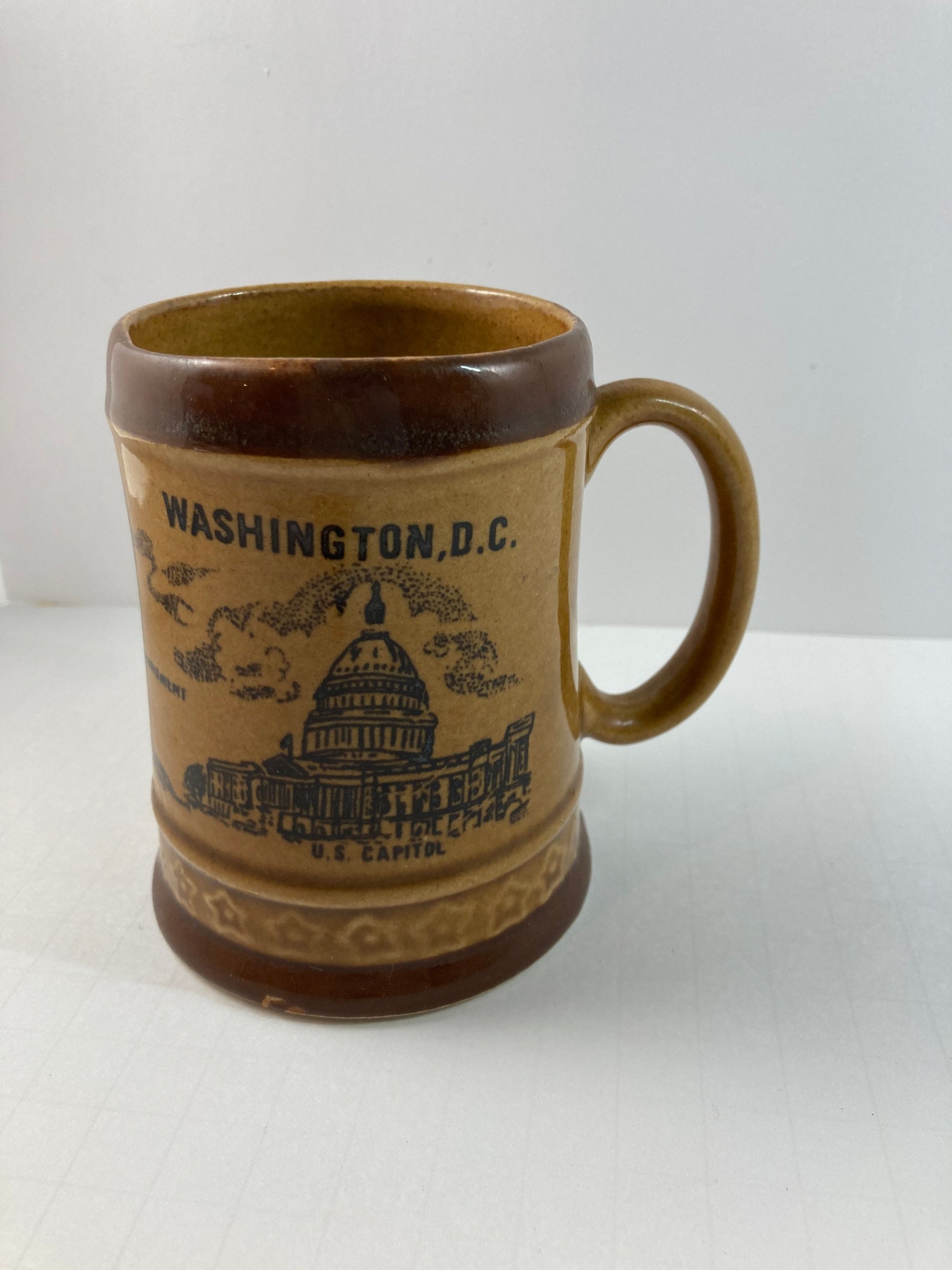 Vintage Washington DC Souvenir Mug Brown Glaze US Capital Washington ...