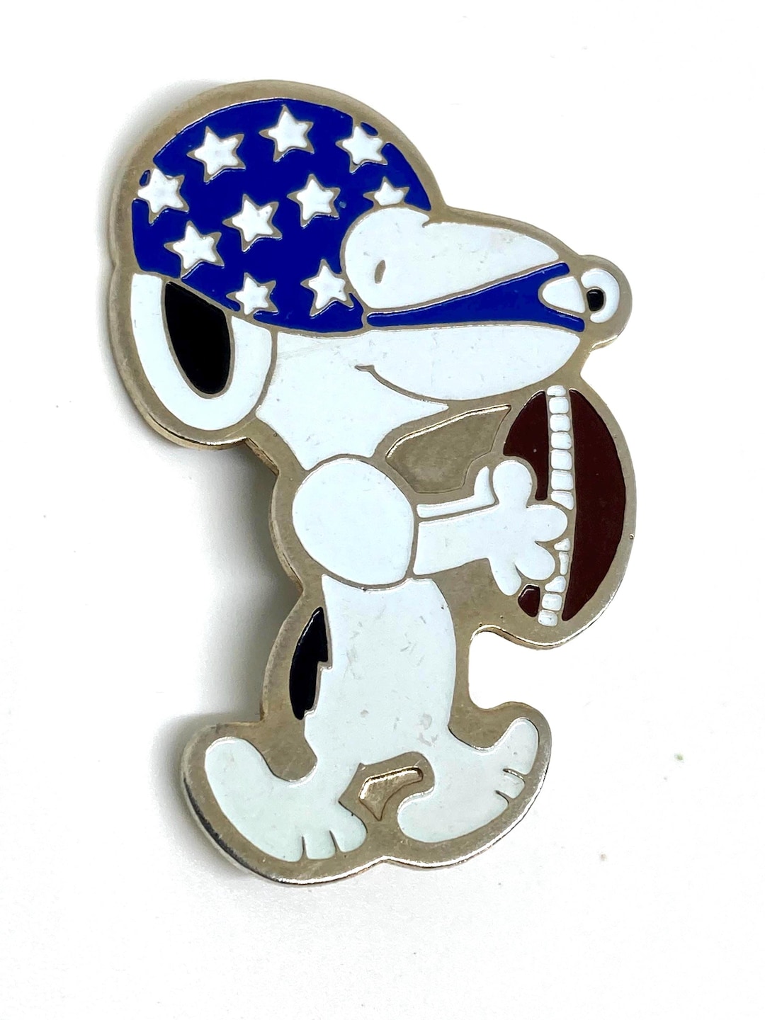 Vintage 1979 Peanuts Snoopy Football Enamel Lapel Pin - Etsy