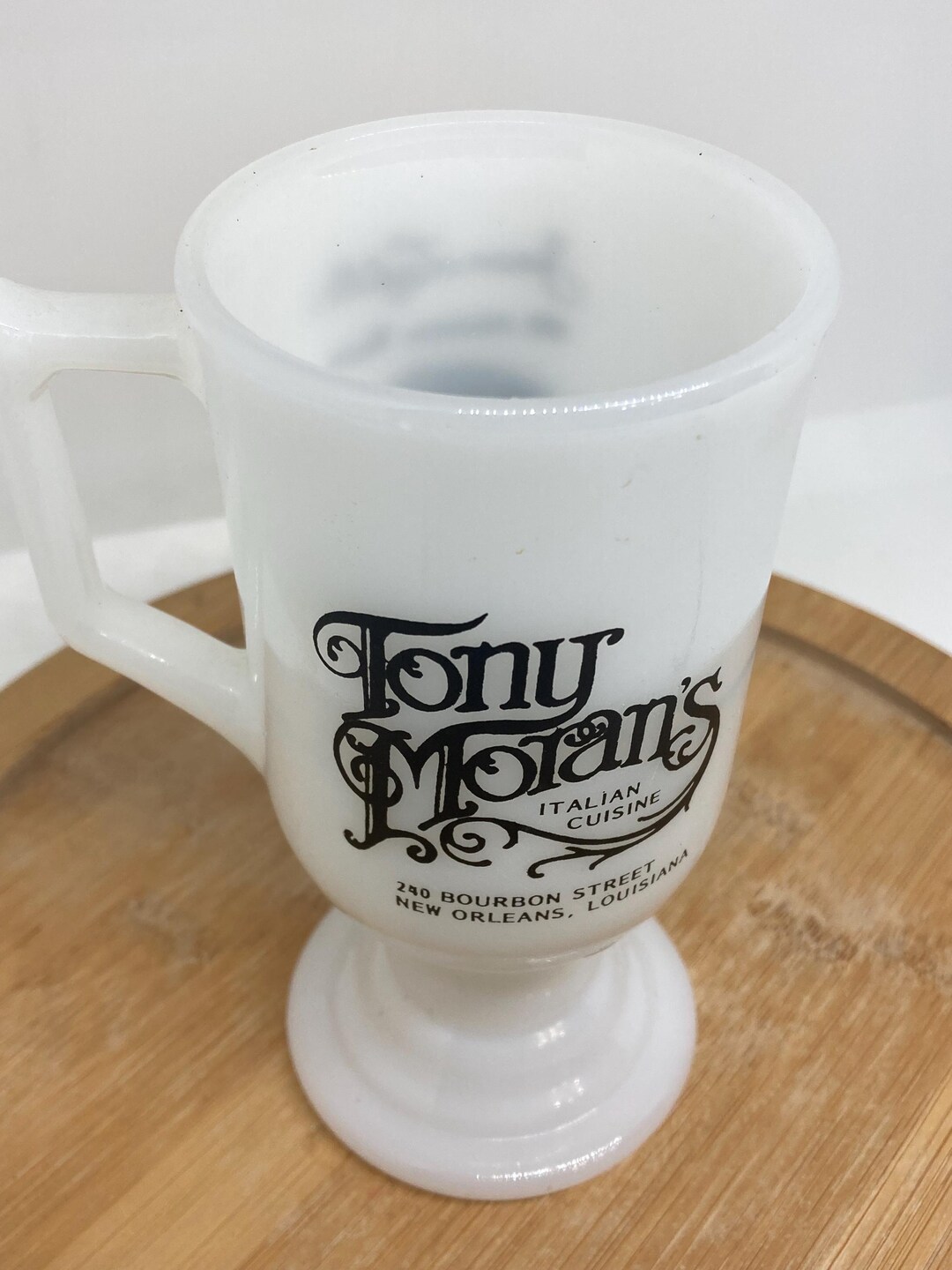 Tony Morgan’s Italian Cusine Jean Lafitte’s Restaurant Vtg Milk Glass ...