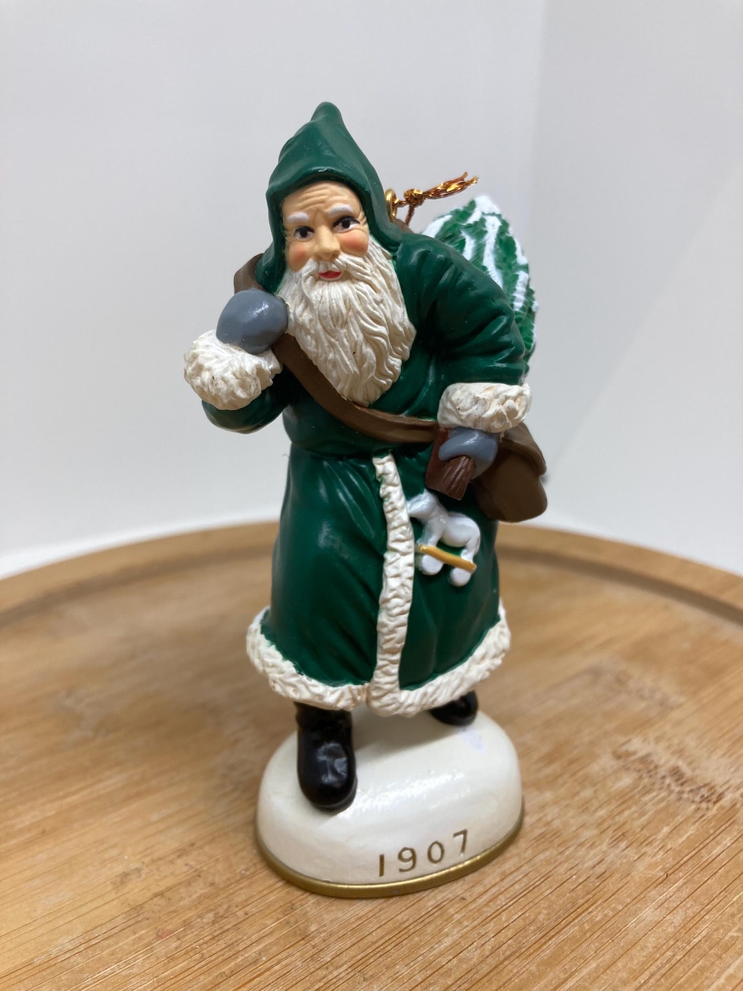 Santa Thru the Ages Figure 1907 Belgium Santa Green Coat With Box 1995 ...