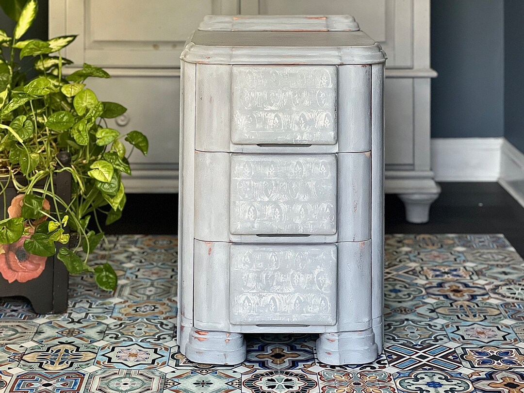 RESERVED FOR VEE Vintage Gray Bedside Table Nightstand or End - Etsy