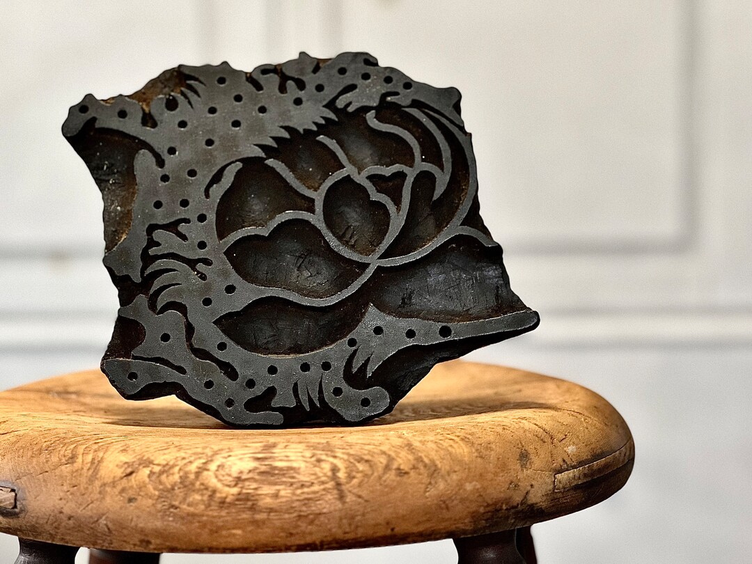 Antique Indian Wood Fabric Printing Block Antique Textile Stamping ...