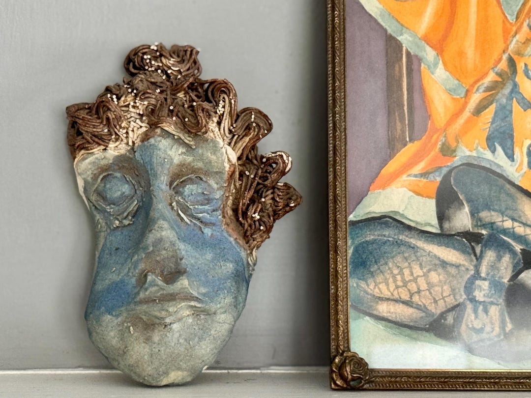 Small Hand Painted Face Sculpture, Unique Hand Made Vintage Art - Etsy