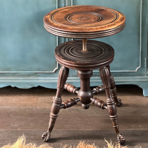 Antique Piano Stool - Etsy
