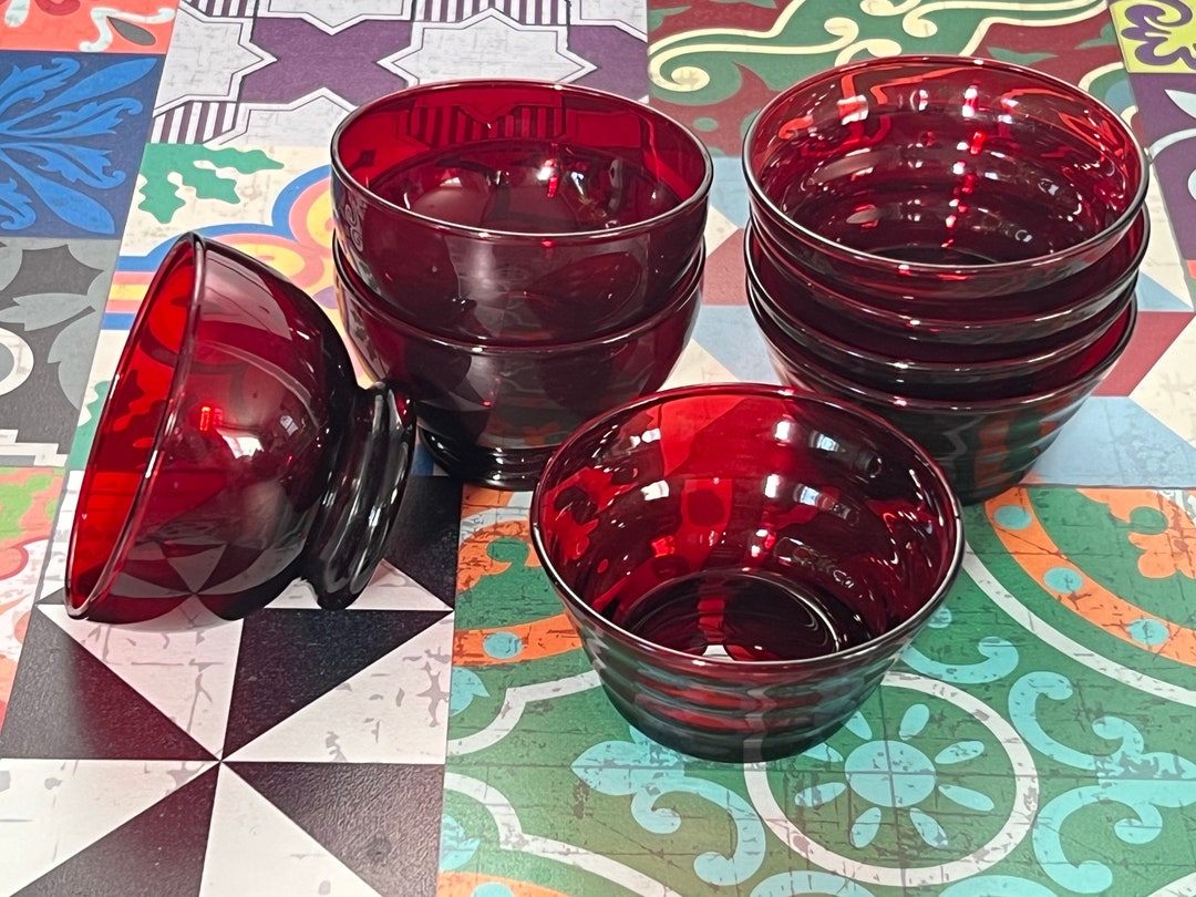 Vintage Ruby Red Anchor Hocking Small Mismatched Bowls, Set of 8 - Etsy